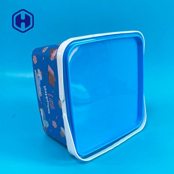 Quality Custom Square 195mm 113OZ Cookie Biscuit IML Container for sale
