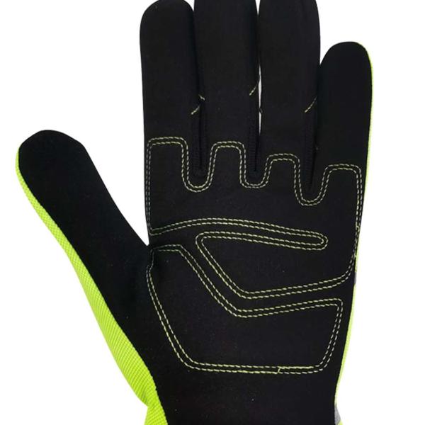 Quality Hi Visibility Green Mechanics Wear Gloves With Reflective Printing for sale