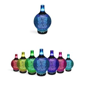 Quality 3D Glass Bottle Firework Night Light LED Ultrasonic Aromatherapy Essential Oil for sale
