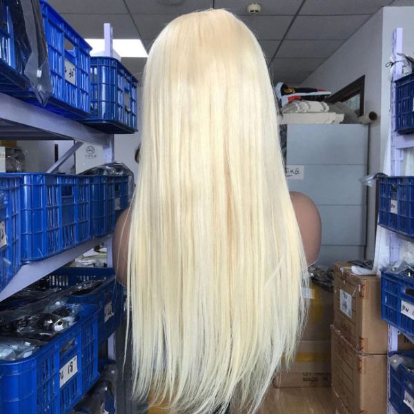 Quality OEM 613 Cuticle Aligned Virgin Hair Vendors Blonde Lace Closure Wig 30 inch for sale