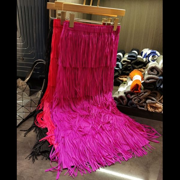 Quality High-end Pleated Tassel Patchwork Skirt 2024 New Women's Summer New Fried Street All-match Women Dress for sale