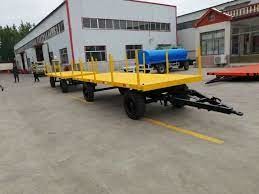 Quality Farm Truck Platform Flatbed Drawbar Full Trailer With Ladder for sale