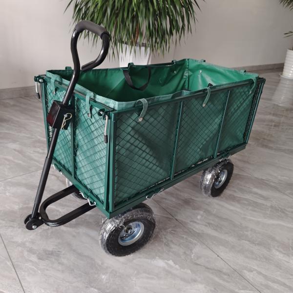 Quality Foldable Detachable Garden Mesh Cart , Metal Spokes, Four Rubber Inflatable for sale