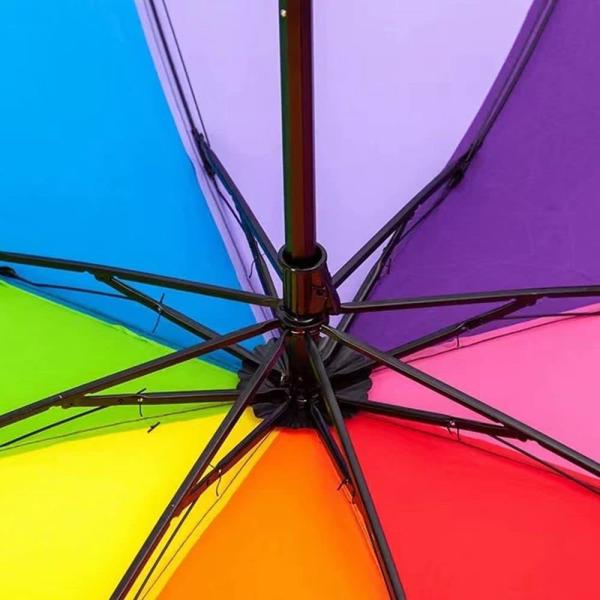 Quality Colorful Rainbow Design 3 Folding Manual Umbrella with Windproof and Metal for sale