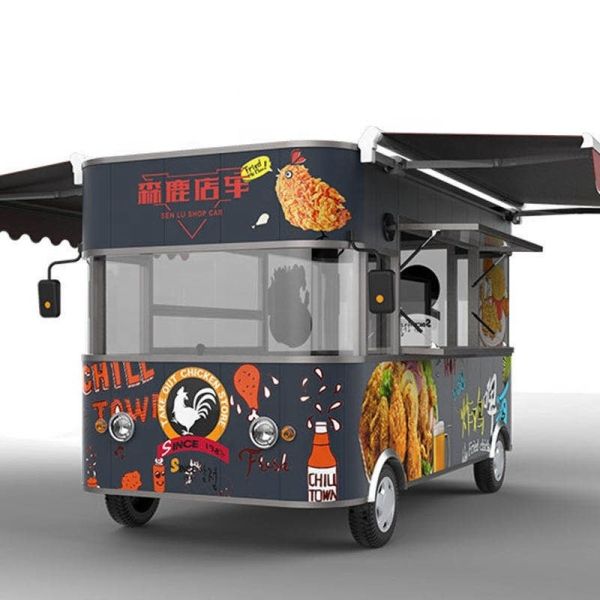 Quality L420.00cm*W180.00cm*H230.00cm Dining Car Food Trailer for Europe Vendors Hotdog Food Cart for sale