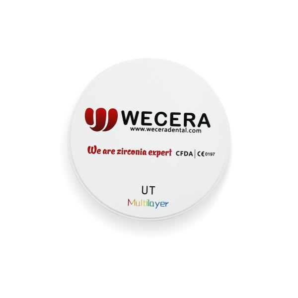 Quality 1200HV Anterior Implant Multilayer Zirconia Disc UT For Dental Lab Wecera for sale