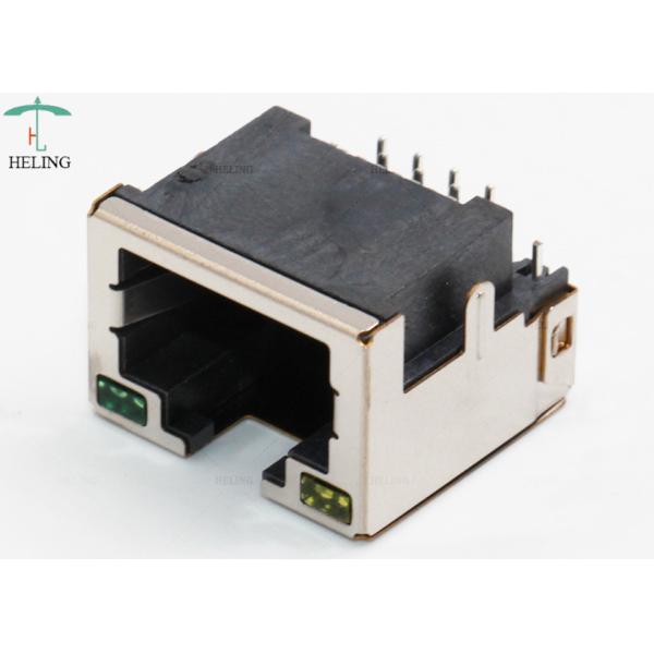 Quality Through Hole PCB Mount RJ45 Jack 8P8C One Port Side Entry Built - In LED for sale