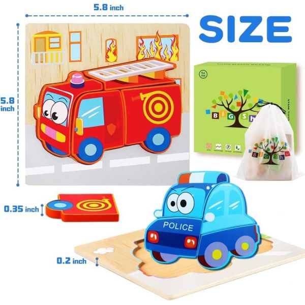 Quality Unisex 6 Packs Vehicle Shape Jigsaw Puzzles for Toddlers 1-3 Infant Educational Gifts for sale