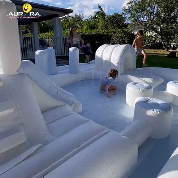 Quality White Outdoor Inflatable Soft Play Equipment Playground Water Slide Pool For for sale