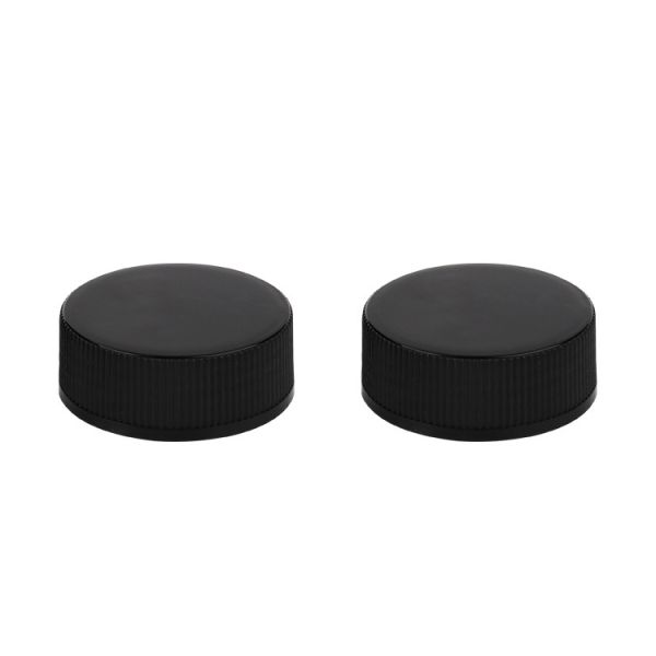 Quality 32/400 Plastic Screw On Cap Ribbed Black Screw Caps Customizable for sale