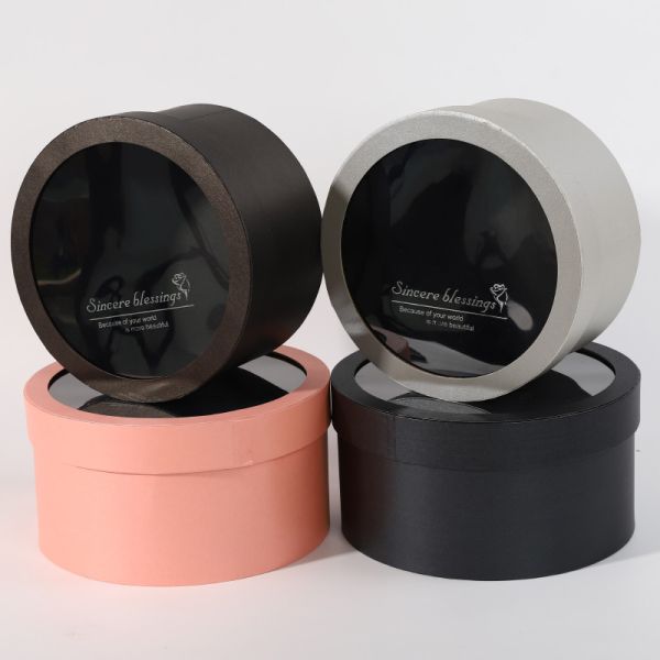 Quality Flower Tube Box Packaging Round Top Window Cylinder Elegant Gift Box for sale