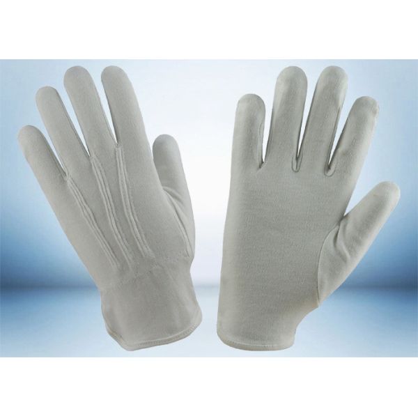 Quality Single Elastic Line Mens White Cotton Gloves Breathable For Laboratory Workers for sale