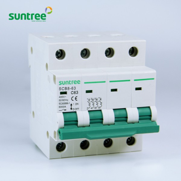 Quality 230V 400V 10kA 4P SCB8-63H MCB Circuit Breakers for sale