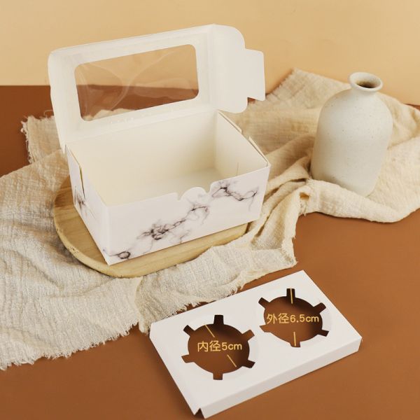 Quality White Brown Mini Paper Kraft Pastry Boxes Cake Tasting With Compartments for sale