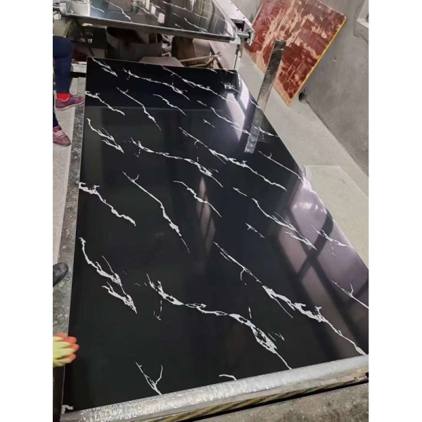 Quality 3MM Black Uv Pvc Marble Sheets Interior Wall Covering OEM for sale