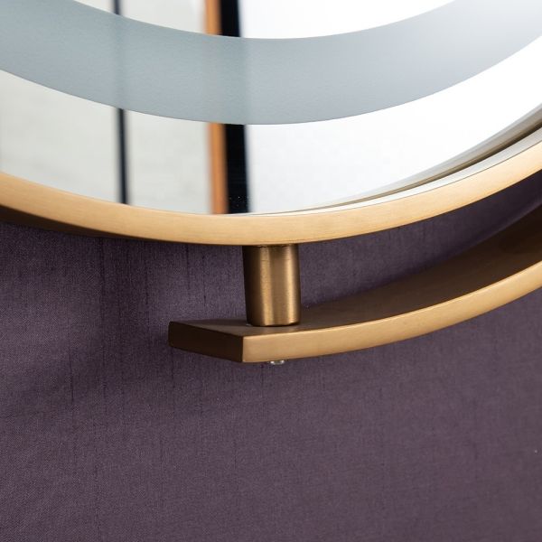 Quality Transform Your Bathroom with Golden Framed LED Lighted Round Wall Mirror for sale