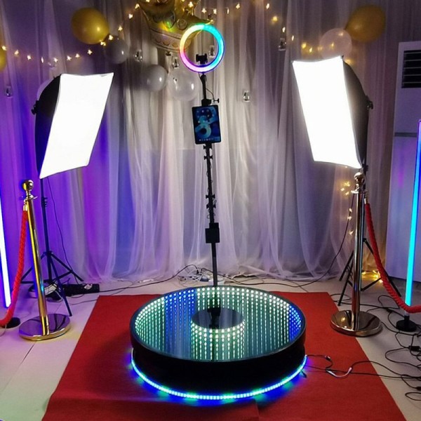 Quality Portable 360 Spin Video Booth LED Selfie Live Photo Booth Wedding Slow Motion for sale