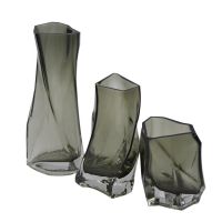Quality 3 Size Warped Grey Color Tall Centerpiece Vases for sale
