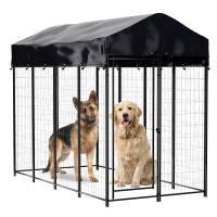China Removable Tray Heavy Duty Outdoor Dog Kennel Black Steel factory