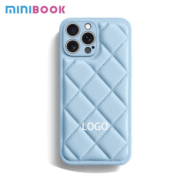 Quality PU Lingge Winter Down Jacket Mobile Phone Cases for iPhone 15 Pro Max Lingge Material for sale