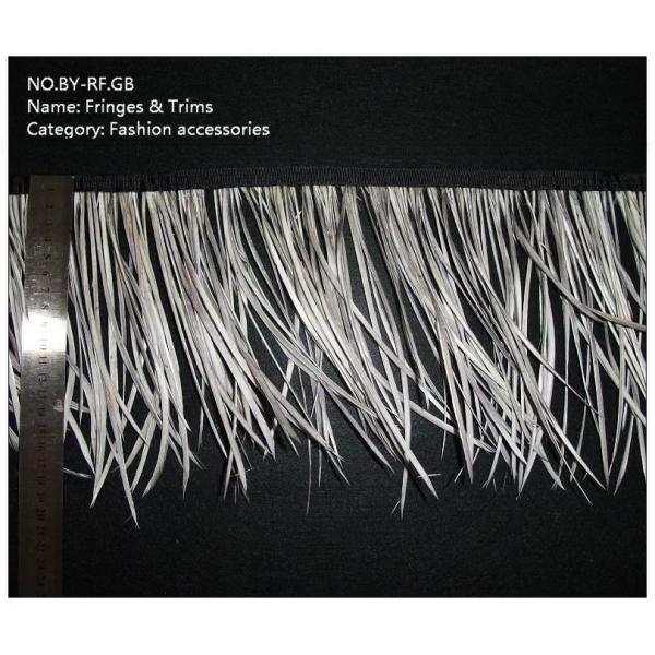 Quality Dyed Spiky Goose Biot Feather Fringe Trim with Satin Ribbon Tapes Chicken for sale