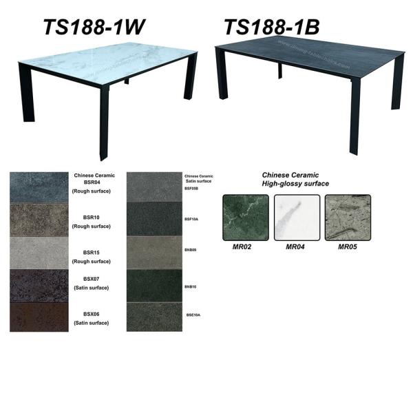 Quality 1.65 Meter Rectangular Glass Dining Table With Chinese Ceramic Triangular Legs for sale
