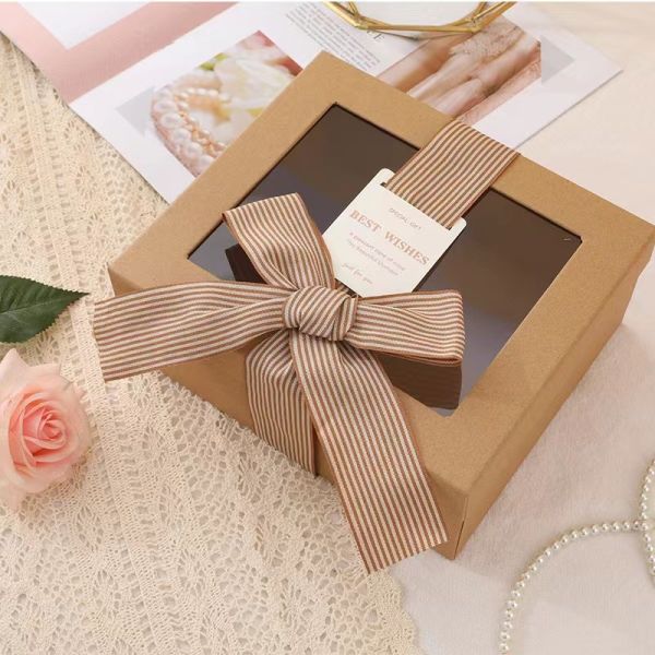 Quality White Gift Set Box Transparent PVC Birthday Box With Silk for sale