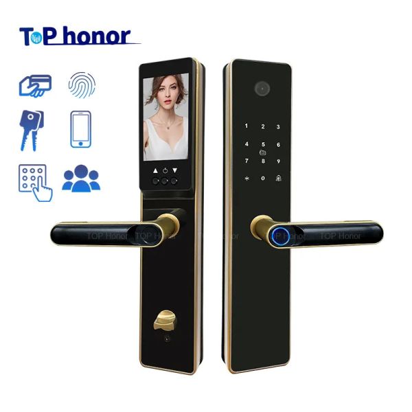 Quality Tuya Peephole Digital Apartment Smart Door Lock Fingerprint Card Code Access for sale