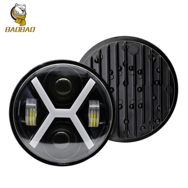 Quality Harley 5.75 Inch White Yellow Circle Available LED Bike Fancy Headlight for sale