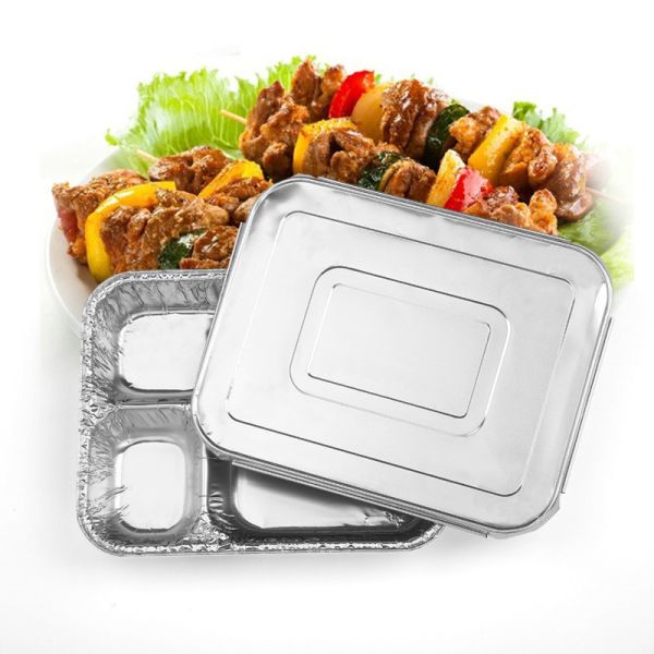 Quality Highly Durable Pulp Moulding 4-grid Aluminum Foil Lunch Box for Reusable for sale