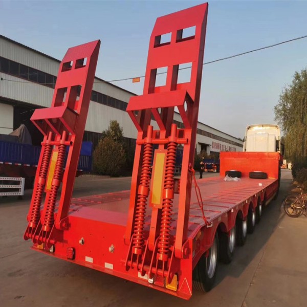 Quality Truck Trailer 3 4 Axle Tri Low Loader Bed Deck Flatbed Container Transport for sale
