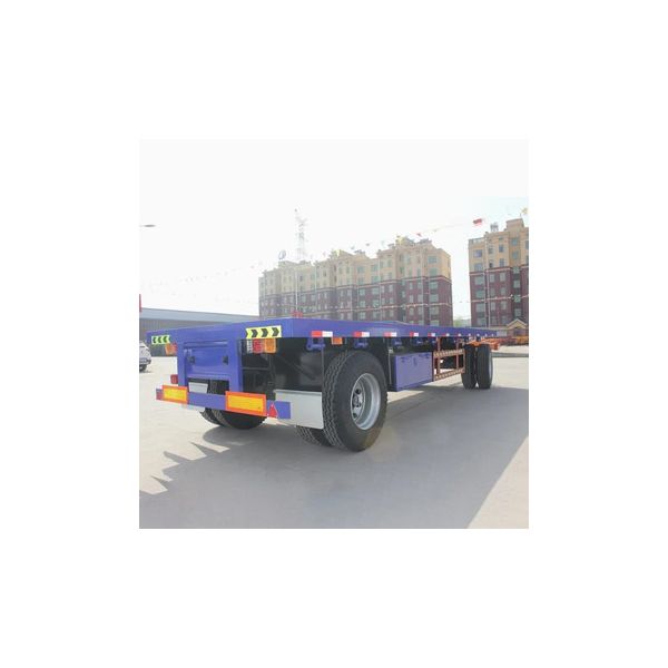 Quality Farm 2-Axles Flat Platform Flatbed Drawbar Full Trailer With Ladder for sale
