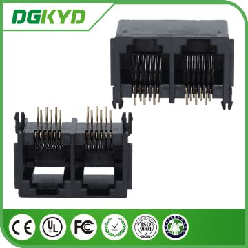 Quality 2 Port RJ11 JACK without Transformer , PBT Black RJ11 Connector for sale