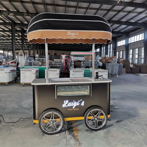 Quality small ice cream cart with freezer ice cream mobile cart ice cream vending food for sale