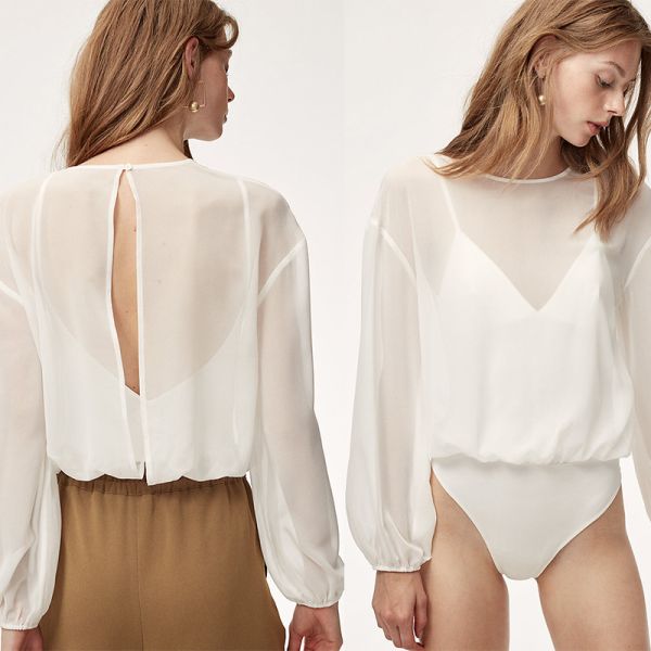 Quality New Arrival Fall Clothing Cotton Spandex Ladies Transparent Bodysuit Tops Latest Design For Women Lady for sale