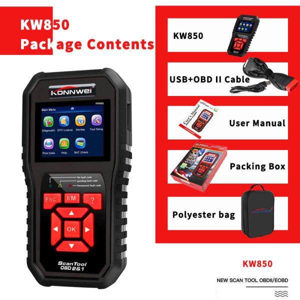 Quality Colorful Screen Auto Diagnostic Fault Code Reader Tool KW850 OBD2 Original Car for sale