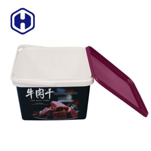 Quality Eco Friendly IML Plastic Containers Custom Square 2L Plastic Cracker Biscuit for sale