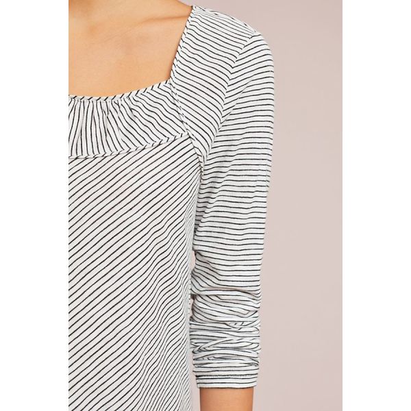 Quality Women Square Neck Long Sleeve Slim Blouse with Striped for sale