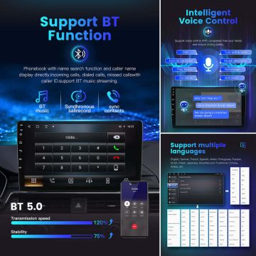 Quality Universal Radio Stereo Audio Head Unit 9 Inch 2 Din Double Din Car DVD Player for sale