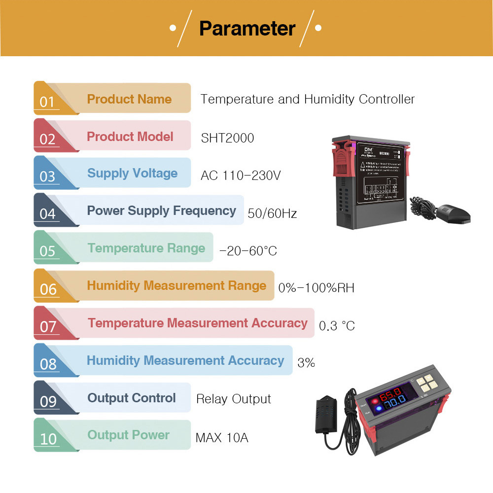 Quality SHT2000 Digital Humidity Controller LED Hygrometer Power Switch CE for sale