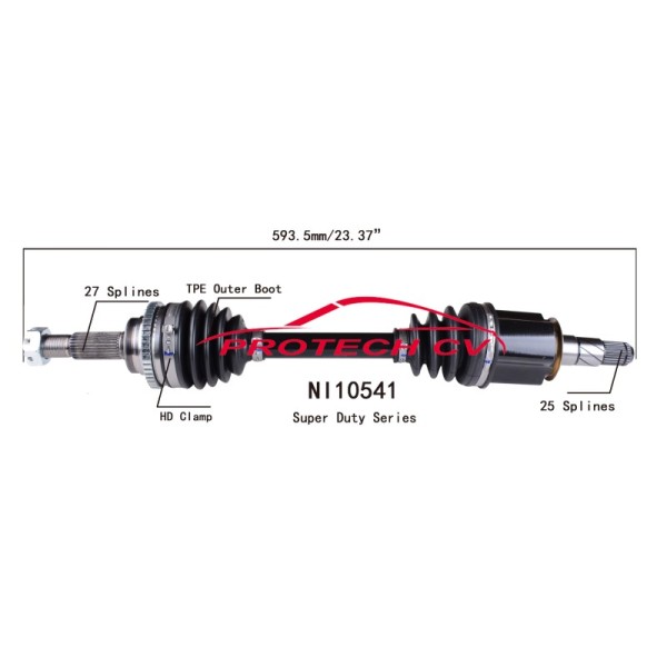 Quality NI10541 CV Axle Assembly Heavy Duty Clamp TPEE Boot  Cold Forging Grinding Process Technology EXTREME Weather Unit for sale