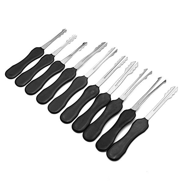 Quality High Quality Black Auto Lock Pick Set 10pcs Double Side Lock Pick Tools for sale