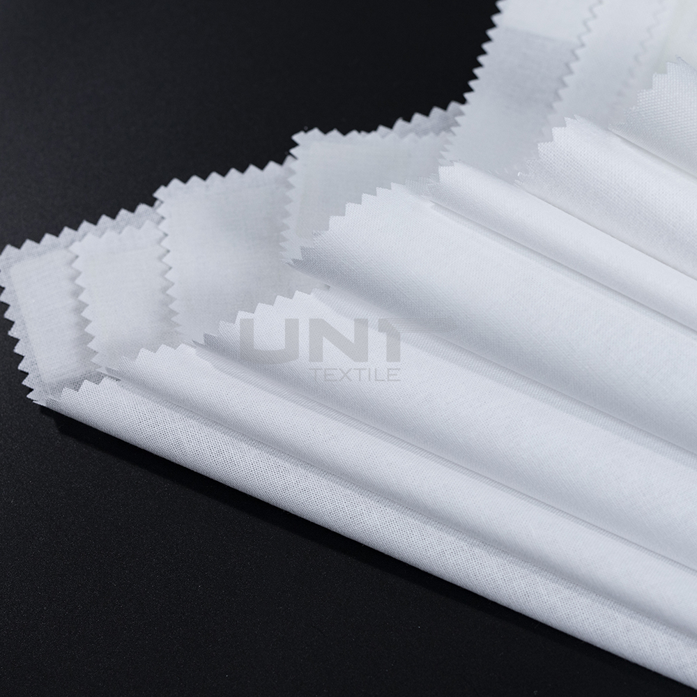 Quality 185 GSM 150 cm Width Plain Weave 100% Polyester Shirt Interlining Fabric with for sale