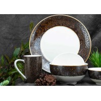 Quality SGS Restaurant 16pcs Copper Color Dinnerware Set For 4 for sale