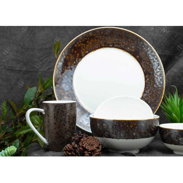 Quality SGS Restaurant 16pcs Copper Color Dinnerware Set For 4 for sale