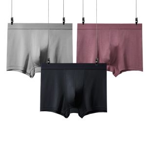 Quality Regenerated Cellulose Mens Breathable Panties Solid Color Seamless Boxer Briefs for sale
