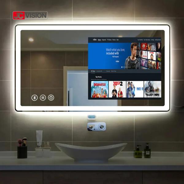 Quality JCVISION Hotel Home Touch Screen Mirror TV Android LED Smart Bathroom Mirror IP65 for sale