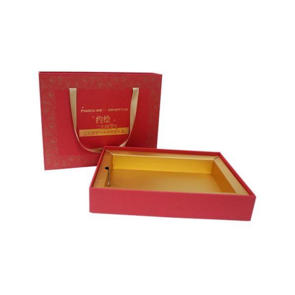 Quality Ivory board Ribbon Handle Box Embossing and Debossing Finishing for sale