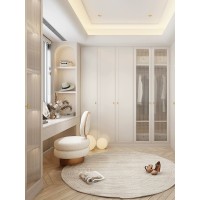 Quality Ash Wood Bedroom Furniture Set Golden Finish Dressing Cupboard With Table for sale