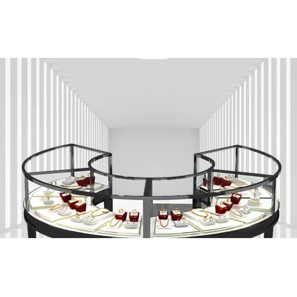 Quality Round Curved Jewelry Display Cabinet Oval jewellery glass counter Custom for sale